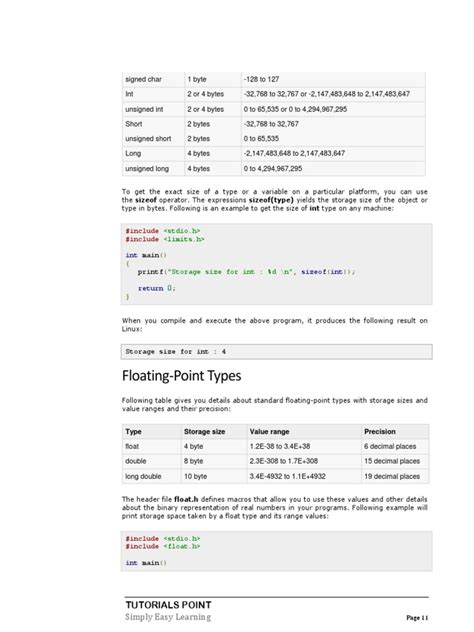Cprogramming Tutorial 20 40 Pdf Data Type Variable Computer Science