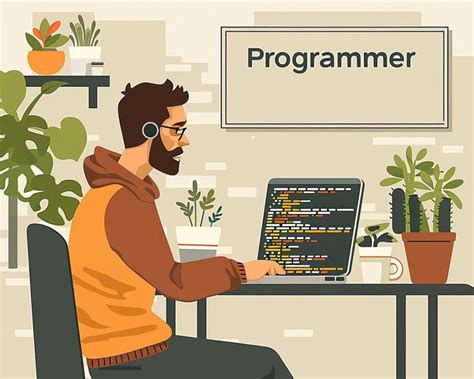 Programmer Coding Man A New Project Using Laptop Premium Ai Generated