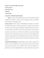 Lab Experiment Resistors In Series And Parallel Connections Docx Resistors In A Series And