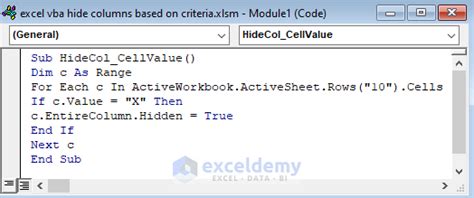 Using Excel Vba To Hide Columns Based On Criteria 6 Examples