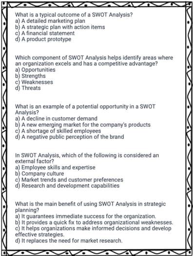 Swot Analysis Multiple Choice Quiz By High School With Hannah Tpt