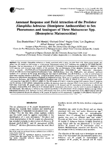 Pdf A Common Mode Of Attraction Of Larvae And Adults Of Insect