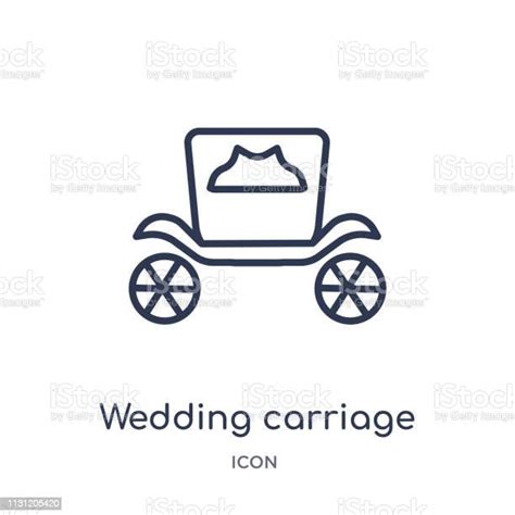 생일 파티 개요 컬렉션에서 선형 웨딩 캐리지 아이콘입니다 얇은 라인 웨딩 캐리지 벡터 흰색 배경에 고립입니다 웨딩 캐리지 유행