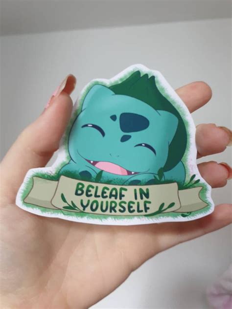 Pokemon Poke Inspiró A Bulbasaur Beleaf In Yourself Linda Pegatina Calcomanía Motivacional