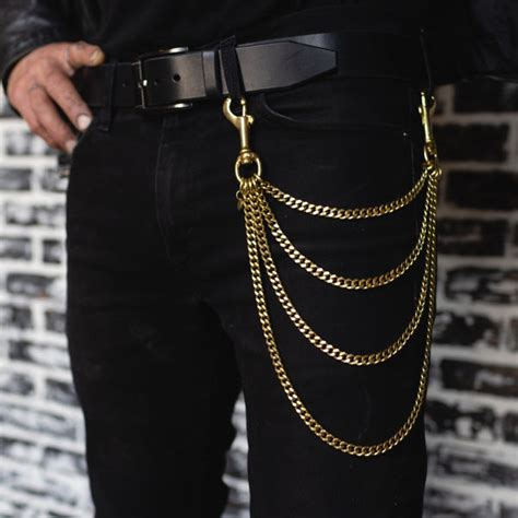 4 Banger Solid Brass Chain Solid Leather