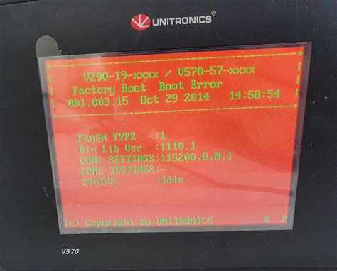 plc v570 factory boot boot error vision and samba plc hmi controllers and visilogic software