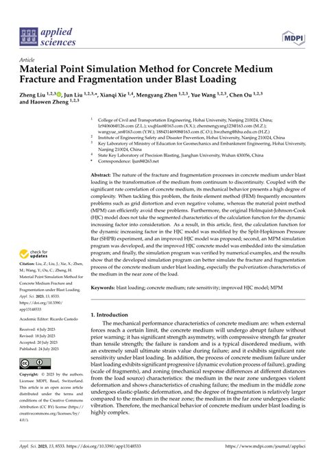 Pdf Material Point Simulation Method For Concrete Medium Fracture And Fragmentation Under