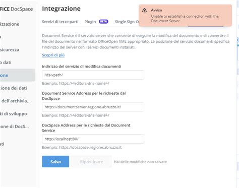 Error Configuration Comunication Docspace Document Server Docspace