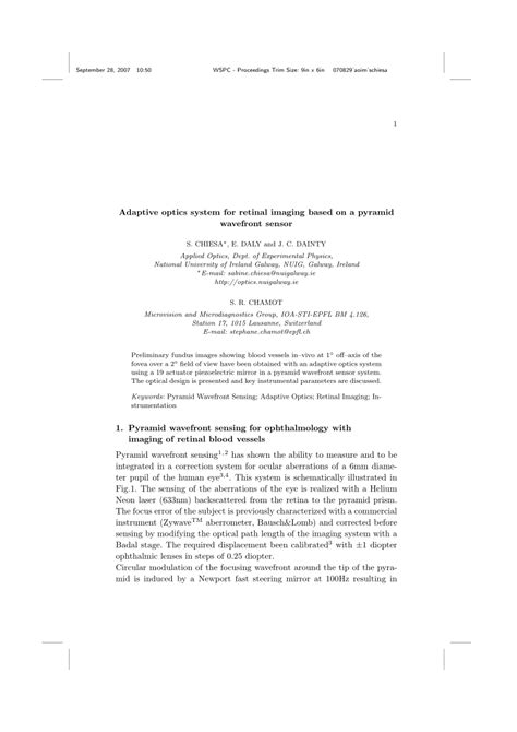 Pdf Adaptive Optics System For Retinal Imaging Based On A Pyramid Wavefront Sensor Poster Paper