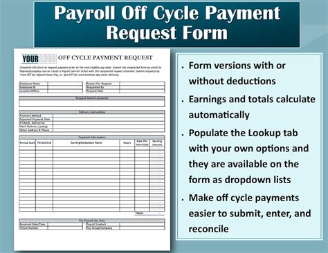 Payroll Off Cycle Payment Request Form Template Etsy