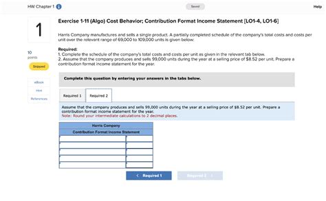 Solved Exercise Algo Cost Behavior Contribution Chegg Com