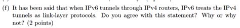 Solved F It Has Been Said That When IPv Tunnels Through Chegg Com