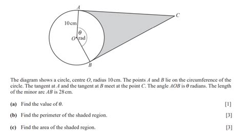 Circular Measure Past Paper Questions Igcse Additional Maths Cambridge