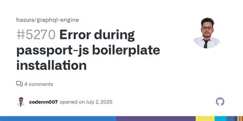 Error During Passport Js Boilerplate Installation · Issue 5270 · Hasuragraphql Engine · Github