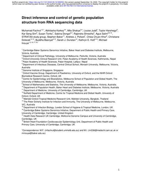 Pdf Direct Inference And Control Of Genetic Population Structure From Rna Sequencing Data