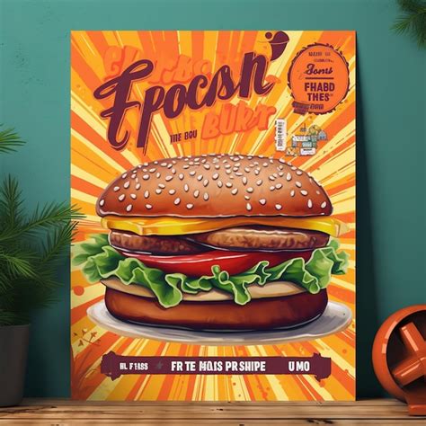 패스트푸드 플라이어 포스터 플 브로셔 커버 디자인 레이아웃 템플릿 A4 크기 프리미엄 Ai 생성 이미지