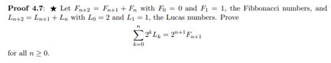 Solved Proof 47 Let Fn2 Fn1 Fn With Fo 0 And Fi