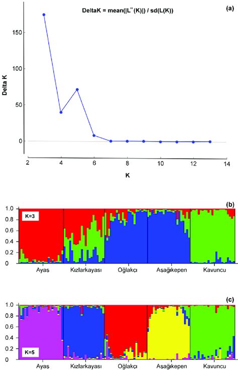 A Structure Plot Of Population Structure Analysis And Delta K Values