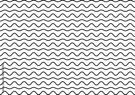 Wave Line Seamless Pattern Wavy Thin Stripes Pattern Black Horizontal Water Curve Lines