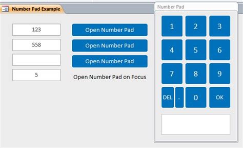 Microsoft Access Number Pad Custom Number Pad