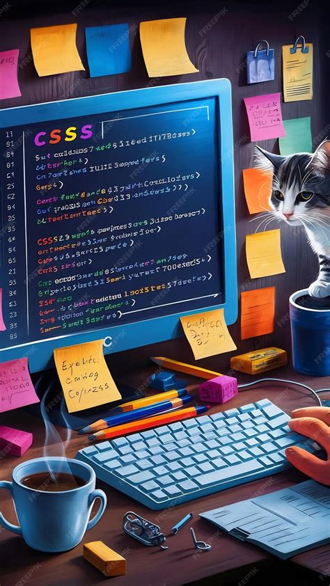 A Creative And Vivid Image Of A Coding Workspace With A Computer Screen
