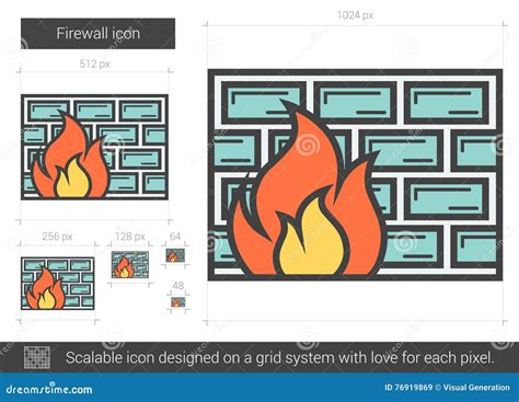 Firewall Line Icon Stock Vector Illustration Of Graphic