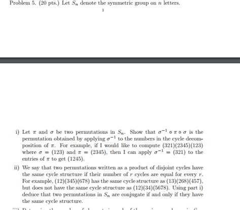 Solved Problem Pts Let Sn Denote The Symmetric Chegg Com