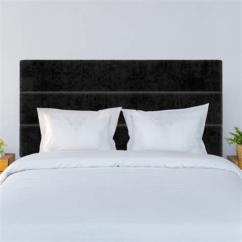 Bedmaster King Size Black Naples Velvet Milan Lined Headboard Wilko