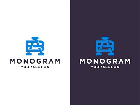 미니멀리즘 모노그램 문자 Ab 로고 디자인 서식 파일 프리미엄 벡터