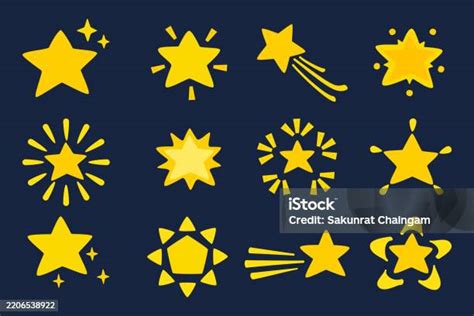 밤하늘의 다채로운 별 요소의 벡터 컬렉션입니다 별 반짝임 흰색 배경에 밝은의 집합입니다 장식 부활절 스티커 클립 아트 인쇄를 위한 손으로 그린 꽃 삽화 0명에 대한 스톡