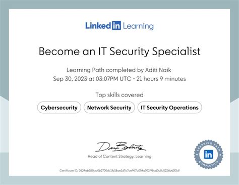 aditi naik on linkedin certificate of completion