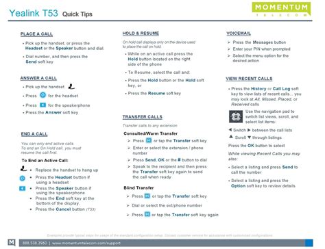 Yealink T53 Quick Tips Pdf Download Manualslib