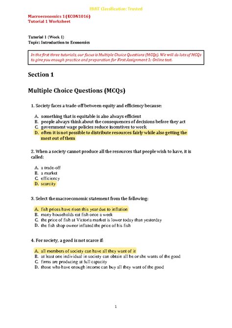 Tutorial What Is Macroeconomics Macroeconomics ECON Tutorial Worksheet RMIT