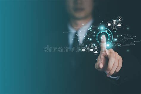 Businessman Hand Touch Biometric Identification Fingerprint Scanner Username And Password Login