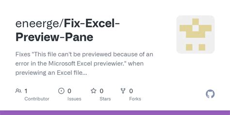 GitHub Eneerge Fix Excel Preview Pane Fixes This File Can T Be Previewed Because Of An Error