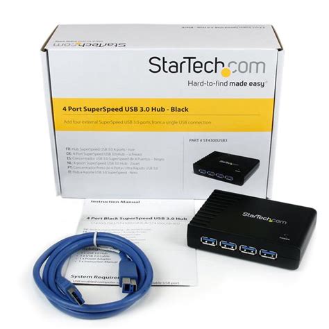 StarTech Com Port Black SuperSpeed USB Hub Transparent