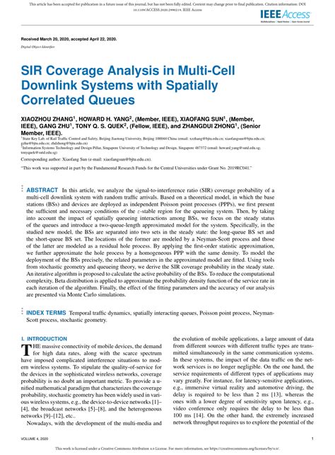 Pdf Sir Coverage Analysis In Multi Cell Downlink Systems With Spatially Correlated Queues
