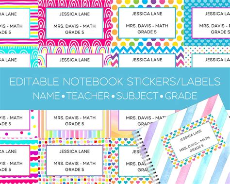 Editable Babe Labels DIY Notebook Labels Girl Label Notebook Labels Notebook Name Label