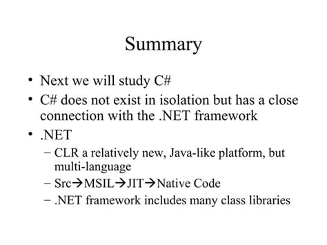 Introduction To Net Framework Ppt Programming Languages Computing