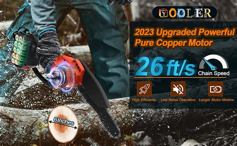 Yooler Mini Chainsaw 6 Inch Portable Electric Chainsaw Cordless 2 Rechargeable