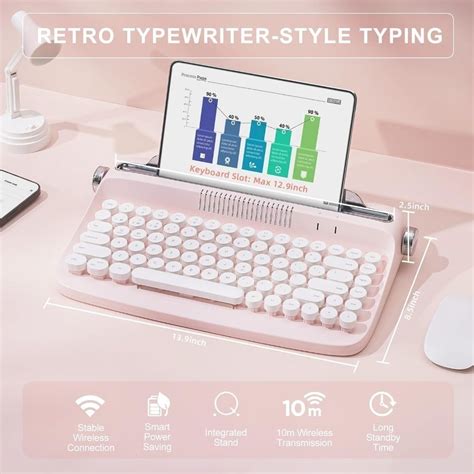 Keletool Wireless Multi Pairing Keyboard Korean Keyboard Retro Wireless Bluetooth Keyboard