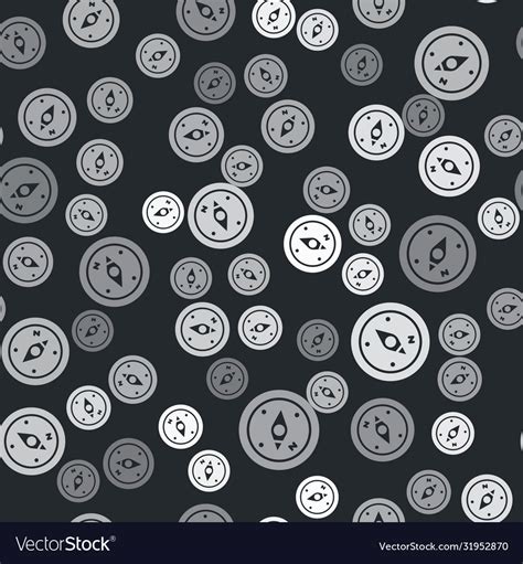 Grey Compass Icon Isolated Seamless Pattern Vector Image