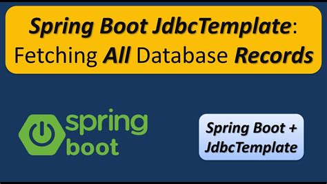 Spring Boot Jdbctemplate Tutorial Fetching All Records From The Database Spring Boot Tutorial