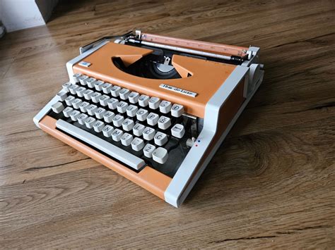 Vintage Orange Typewriter Unis De Luxe Portable Typewriter With Case Yugoslavia 80s