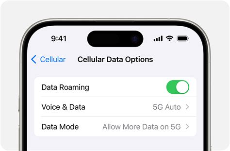 Top Part Of An Iphone Screen Showing Mobile Data Settings