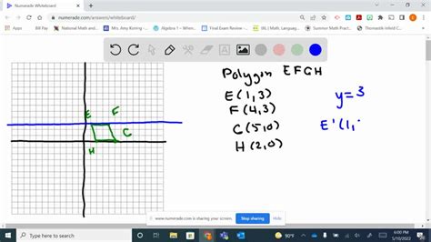 Solved Graph The Polygon And Its Image After A Reflection In The Line Y 3