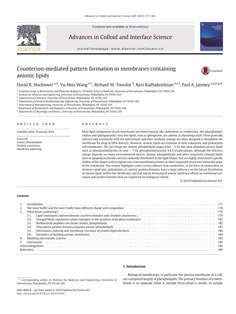 Pdf Counterion Mediated Pattern Formation In Membranes Containing