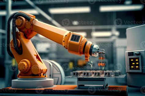 Ai Generated Smart Industrial Automation Advanced Robotic Arm In Modern Factory Created With