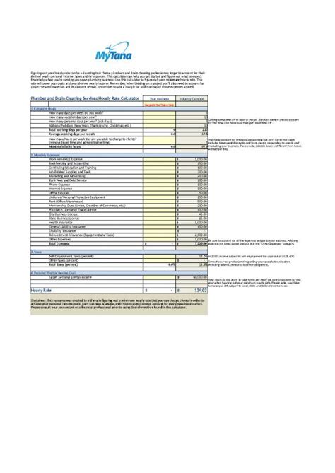 Spreadsheet For Expenses 41101 Mytana Hourly Rate Calculator