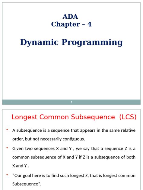 Unit 4 Dynamic Programming Longest Common Subsequence Pdf